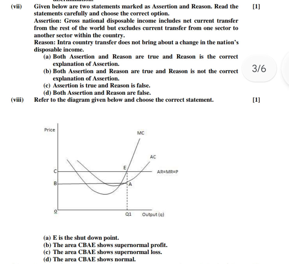 (vii) Given below are two statements marked | StudyX