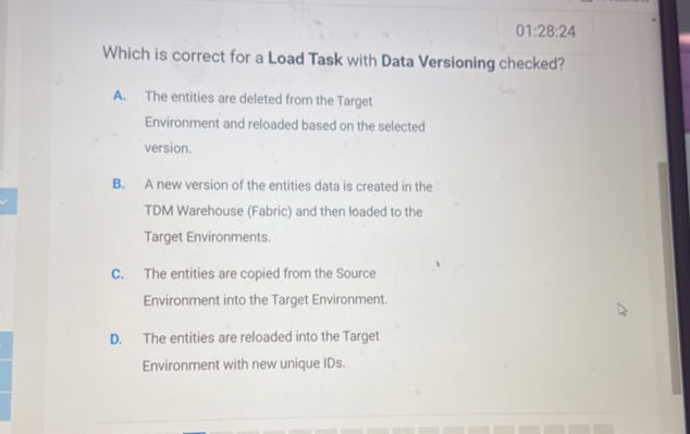 Which is correct for a Load Task with Data | StudyX