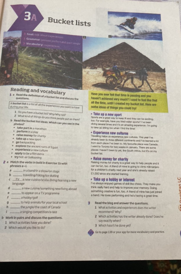 3A Bucket lists Reading and vocabulary 1 a | StudyX