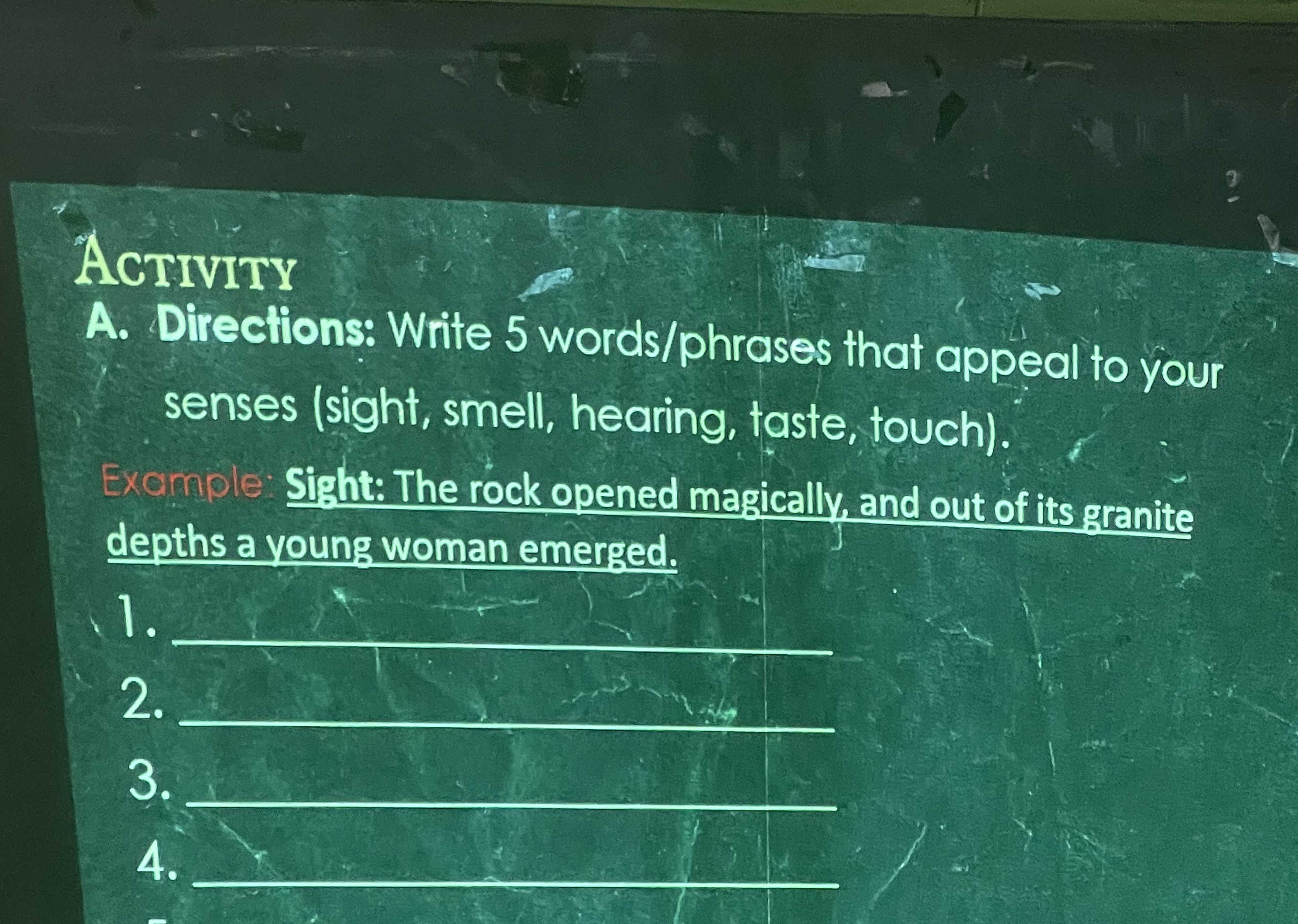 ACTIVITY A Directions Write 5 words/phrases | StudyX