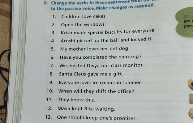 B Change the verbs in these sentences to the | StudyX