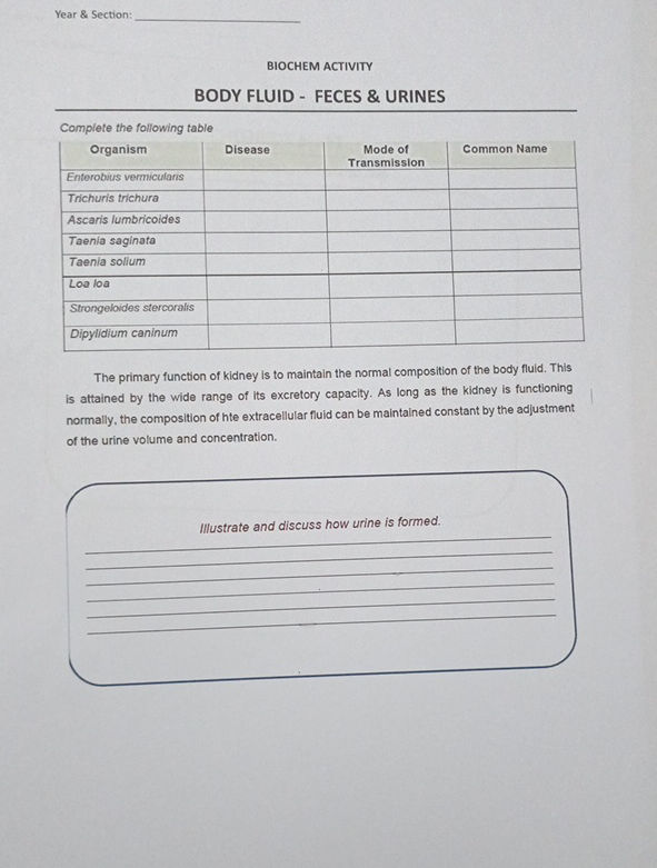 Complete the following table Organism | StudyX