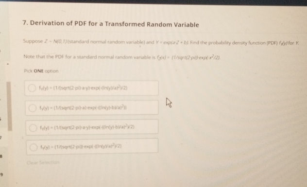 7 Derivation of PDF for a Transformed Random | StudyX