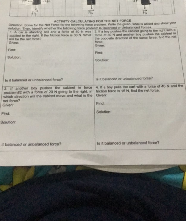 ACTIVITY-CALCULATING FOR THE NET FORCE | StudyX