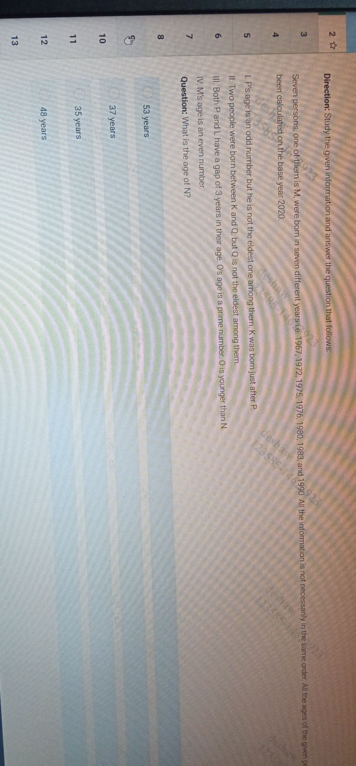 Direction Study the given information and | StudyX