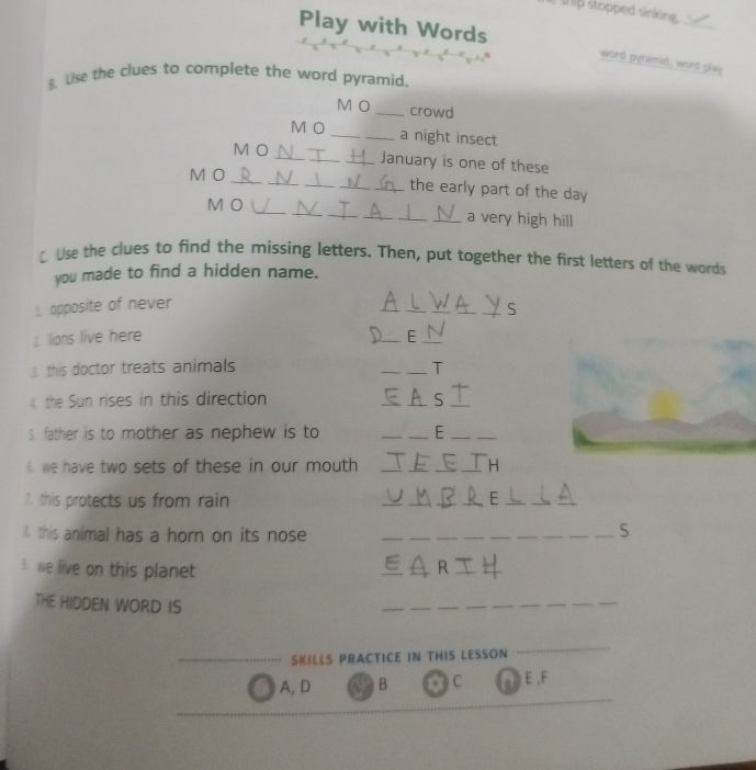 8 Use the clues to complete the word pyramid | StudyX