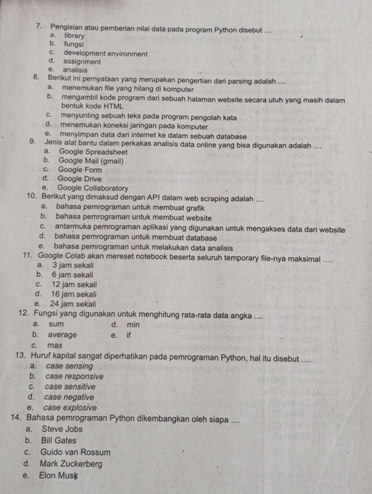 7 Pengisian atau pemberian nilai data pada | StudyX
