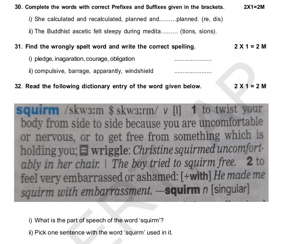 30 Complete the words with correct Prefixes | StudyX