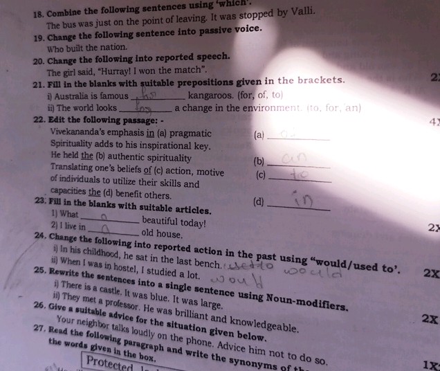 18 Combine the following sentences using | StudyX