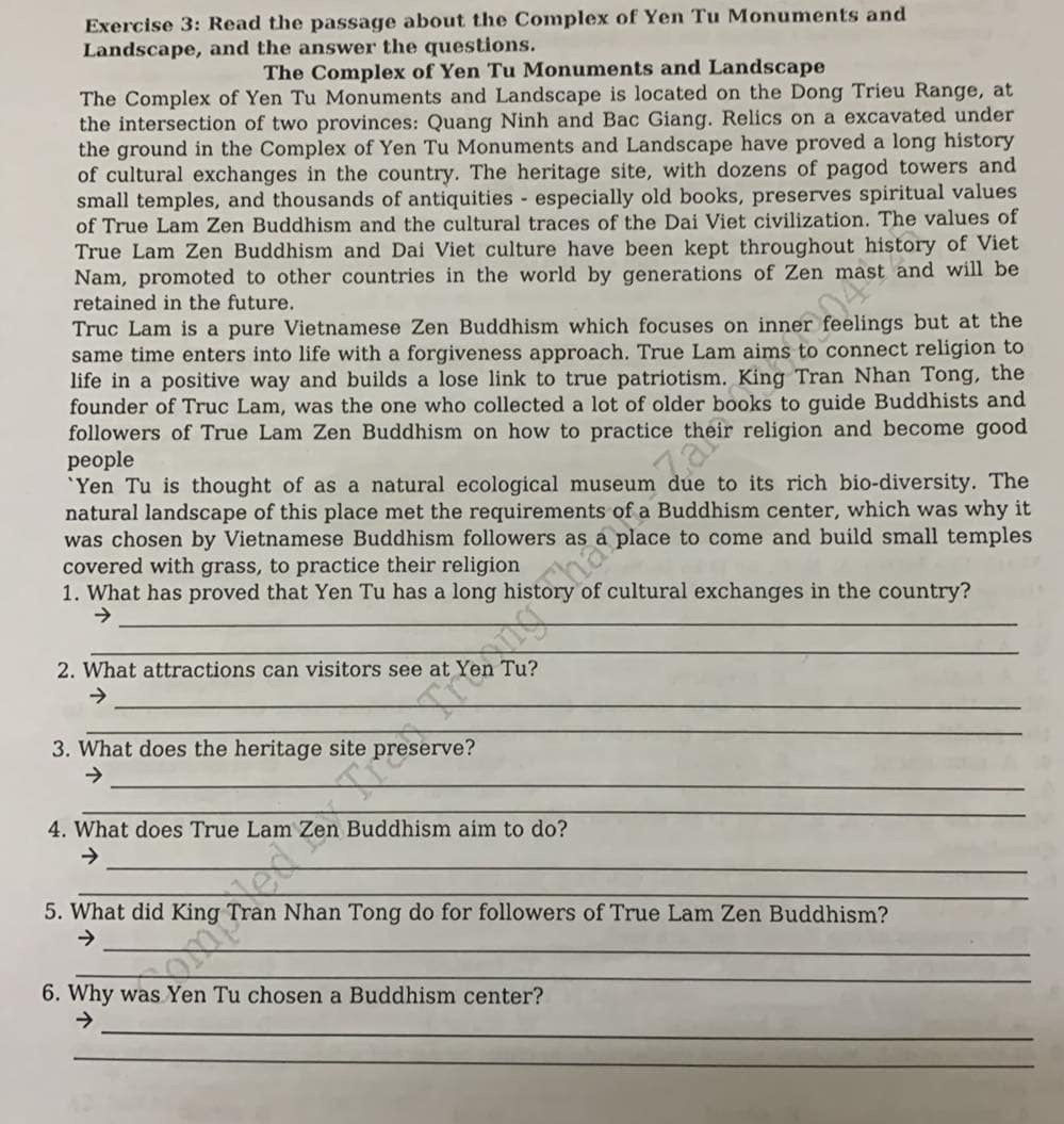 Exercise 3 Read the passage about the | StudyX