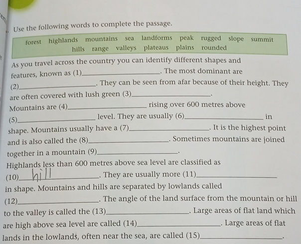 Use the following words to complete the | StudyX