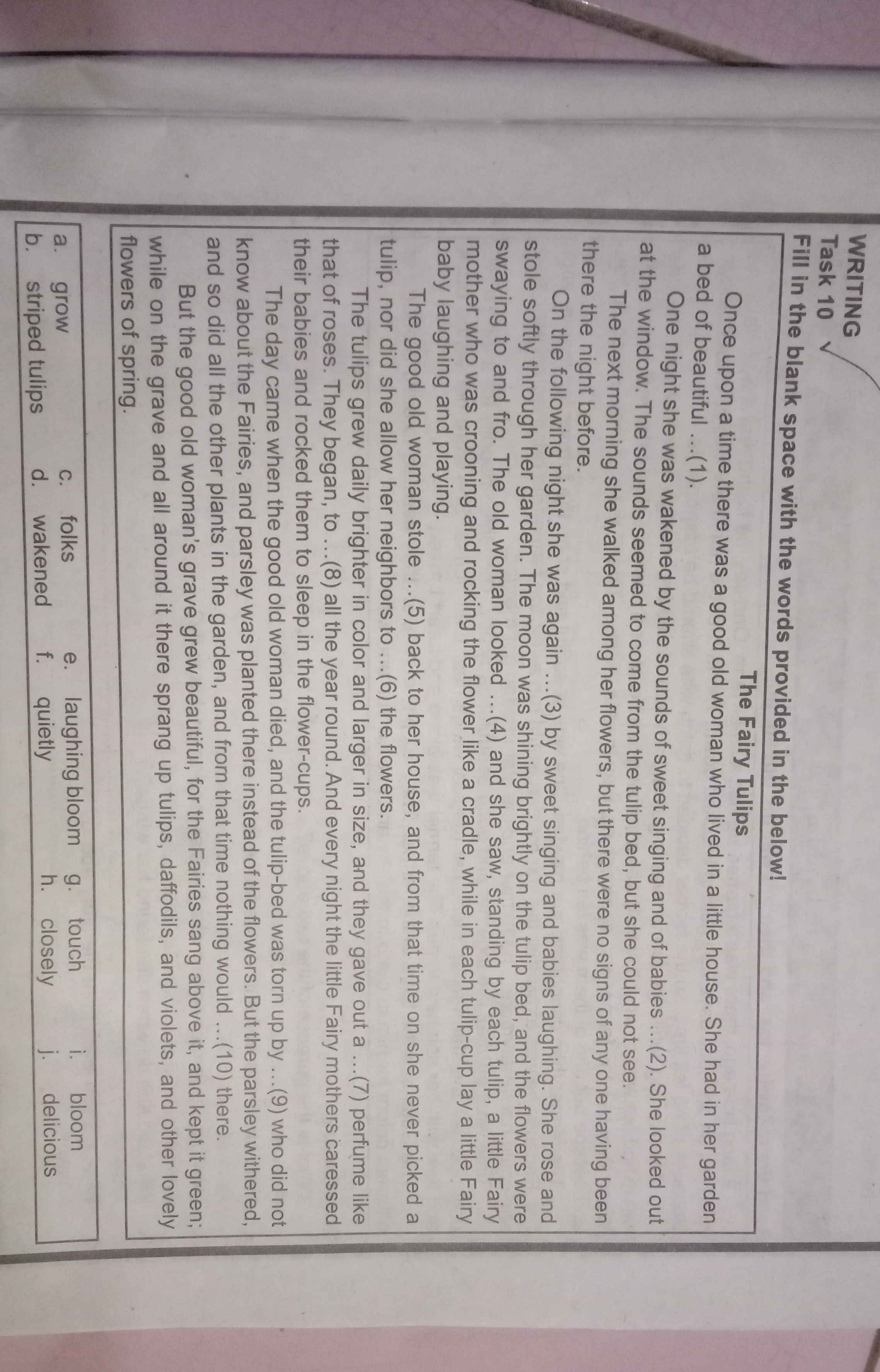 WRITINGTask 10Fill in the blank space with | StudyX