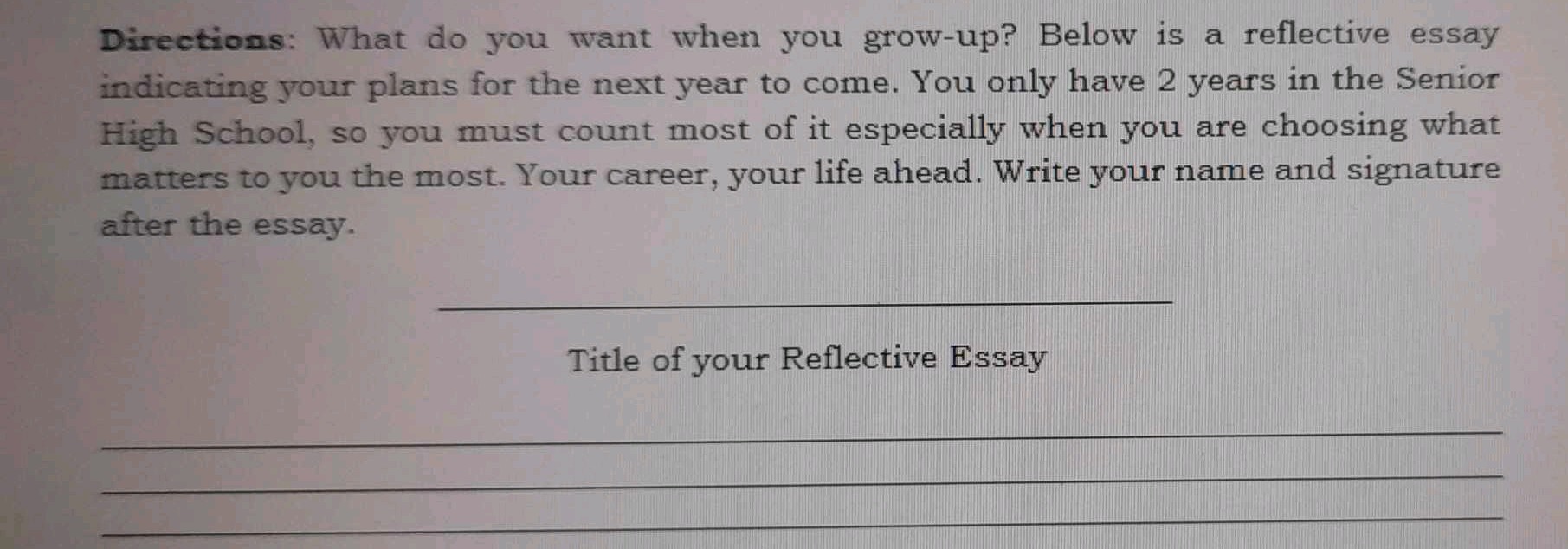 Directions What do you want when you grow-up | StudyX