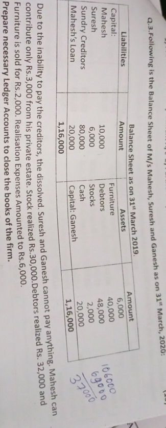 Q3 Following is the Balance Sheet of M/s | StudyX