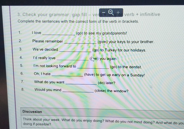 3 Check your grammar gap fill - verb + | StudyX
