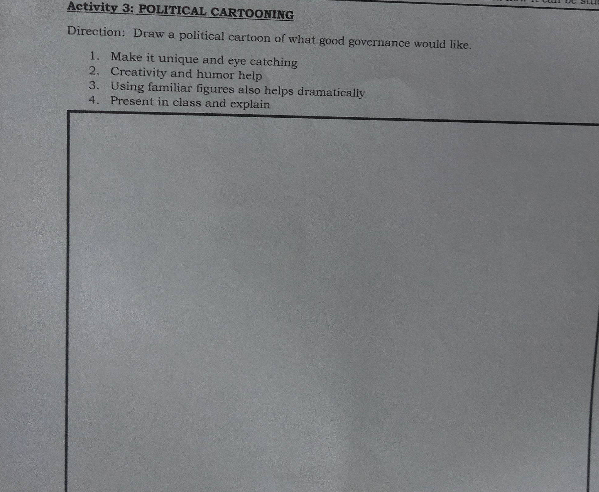 Activity 3 POLITICAL CARTOONING Direction