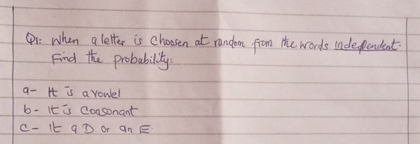 Q1 When a letter is chosen at random from | StudyX