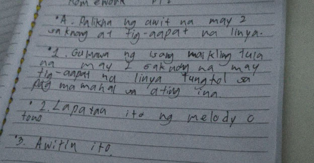 A Palikha ng awit na may 2 sa knong at | StudyX