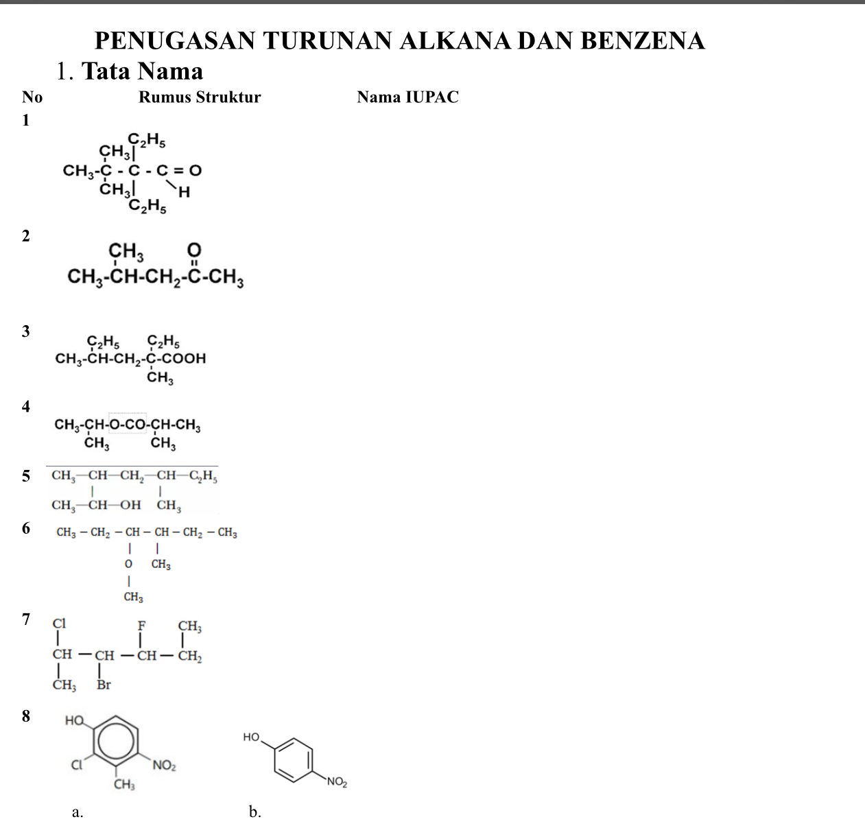 PENUGASAN TURUNAN ALKANA DAN BENZENA 1 Tata | StudyX