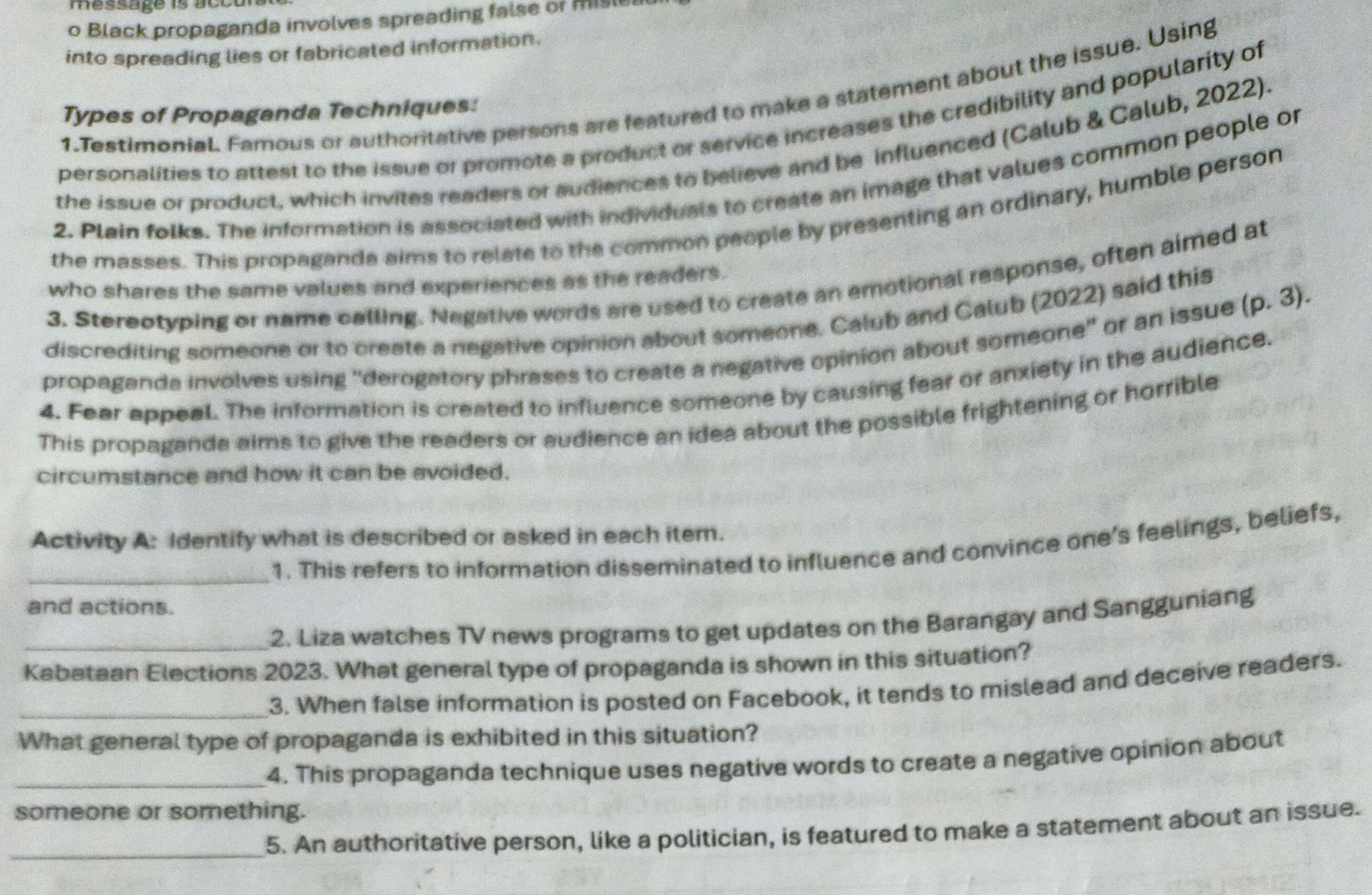 Types of Propaganda Techniques 1Testimonial | StudyX