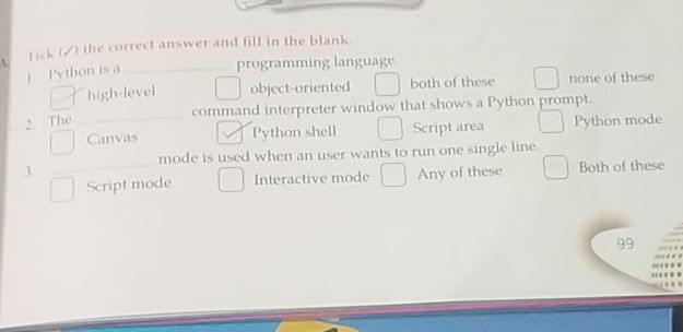 Tick the correct answer and fill in the | StudyX
