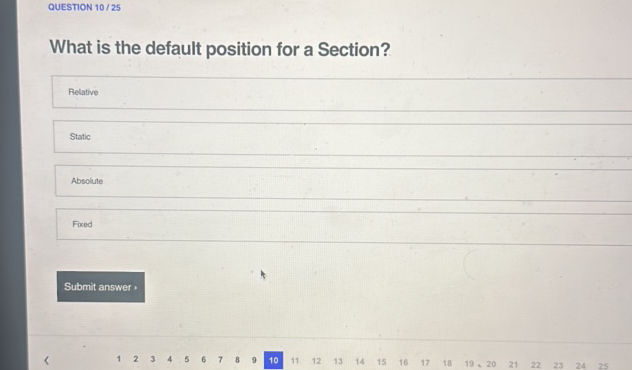 What is the default position for a Section | StudyX