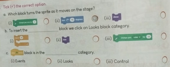 Tick () the correct option a Which block | StudyX