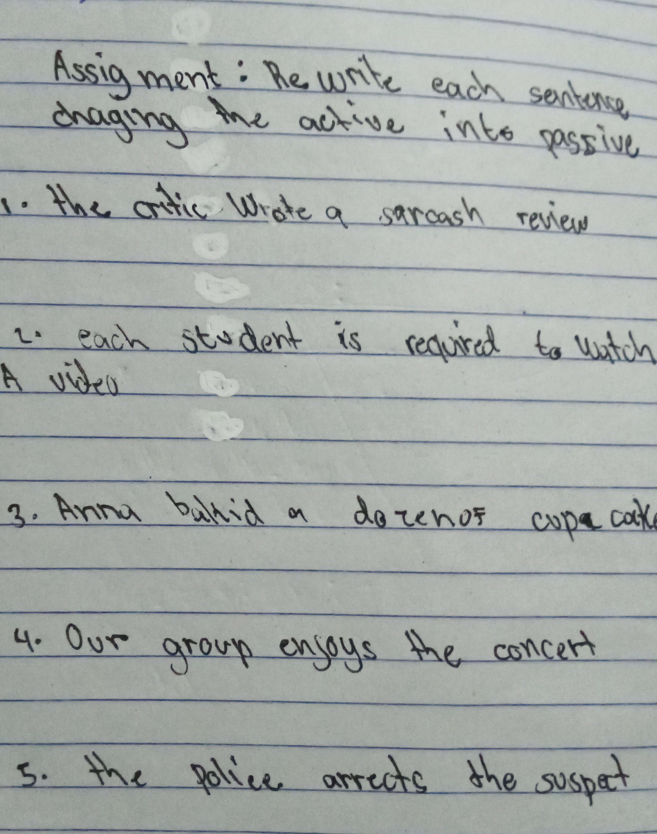 Assignment Rewrite each sentence changing | StudyX