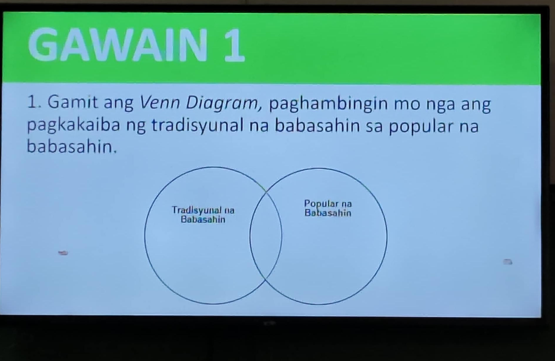 GAWAIN 1 1 Gamit ang Venn Diagram | StudyX