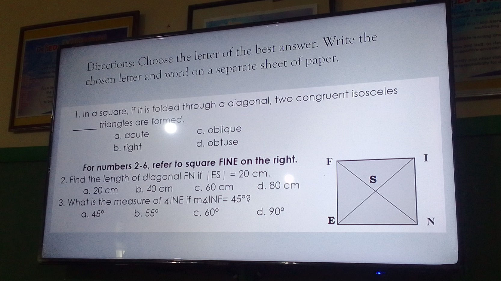 Directions Choose the letter of the best | StudyX