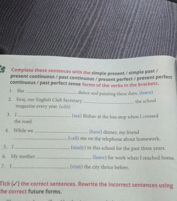 3 Complete these sentences with the simple | StudyX