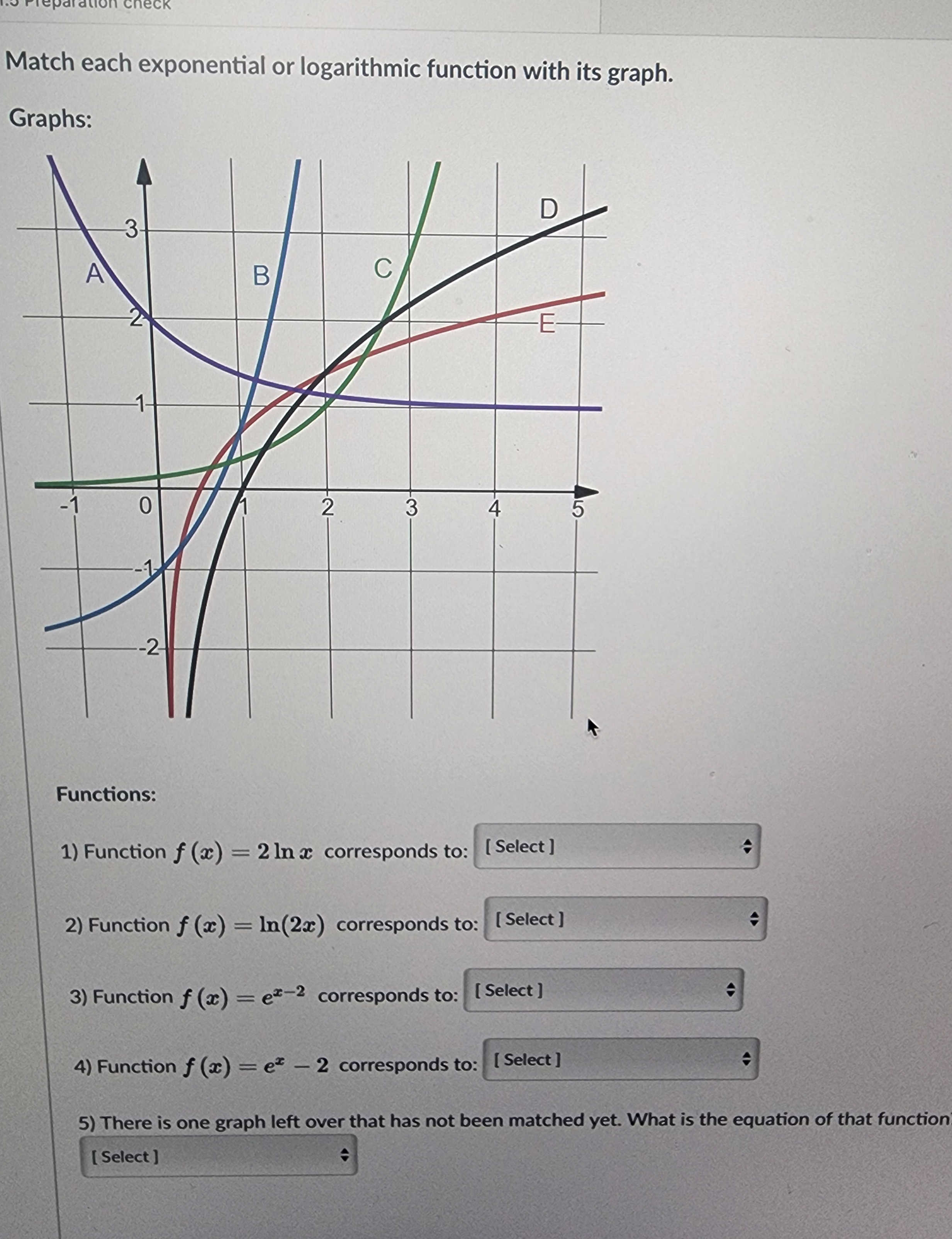 Match each exponential or logarithmic | StudyX