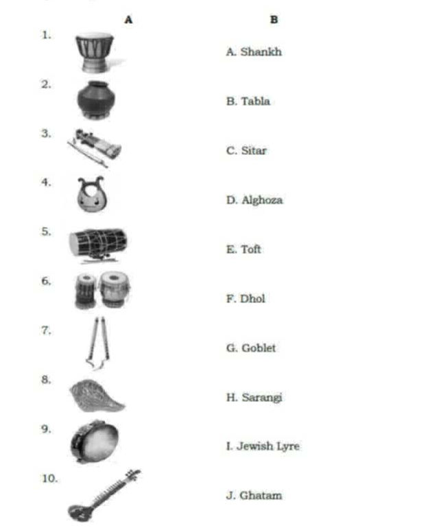 Match the musical instruments in column A | StudyX