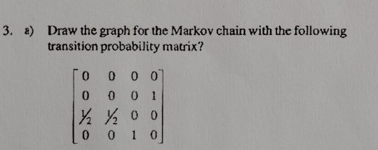Draw the graph for the Markov chain with the | StudyX