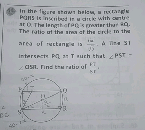 In the figure shown below a rectangle PQRS | StudyX