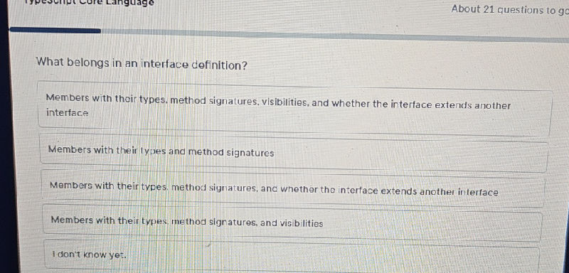 What belongs in an interface definition | StudyX