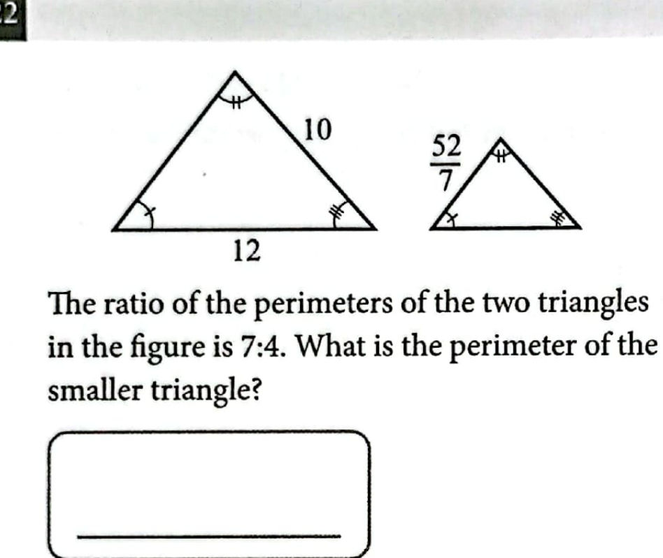 10 52 7 12 The ratio of the perimeters of