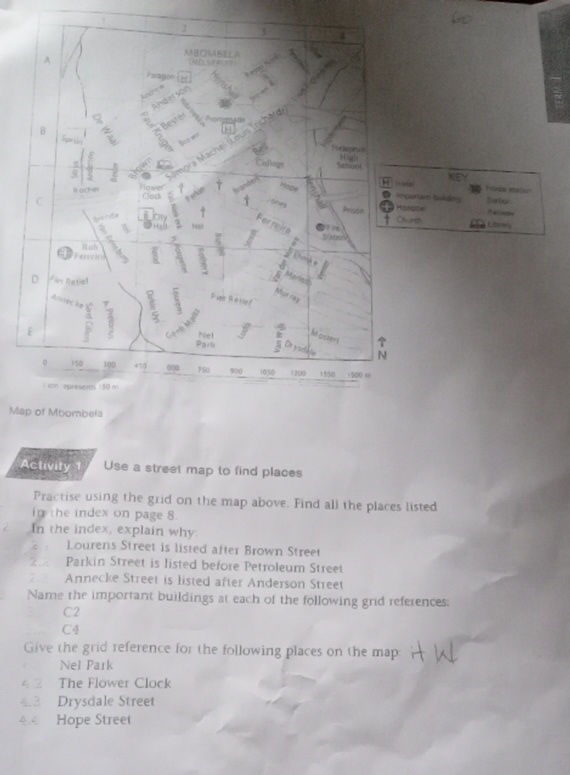 Activity 1 Use a street map to find places