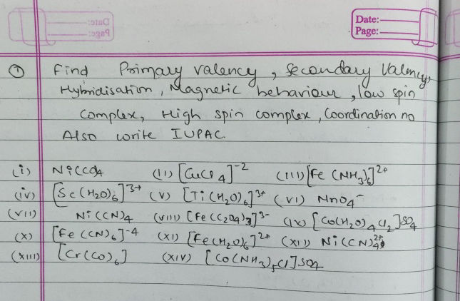 Find Primary valency secondary Valency | StudyX