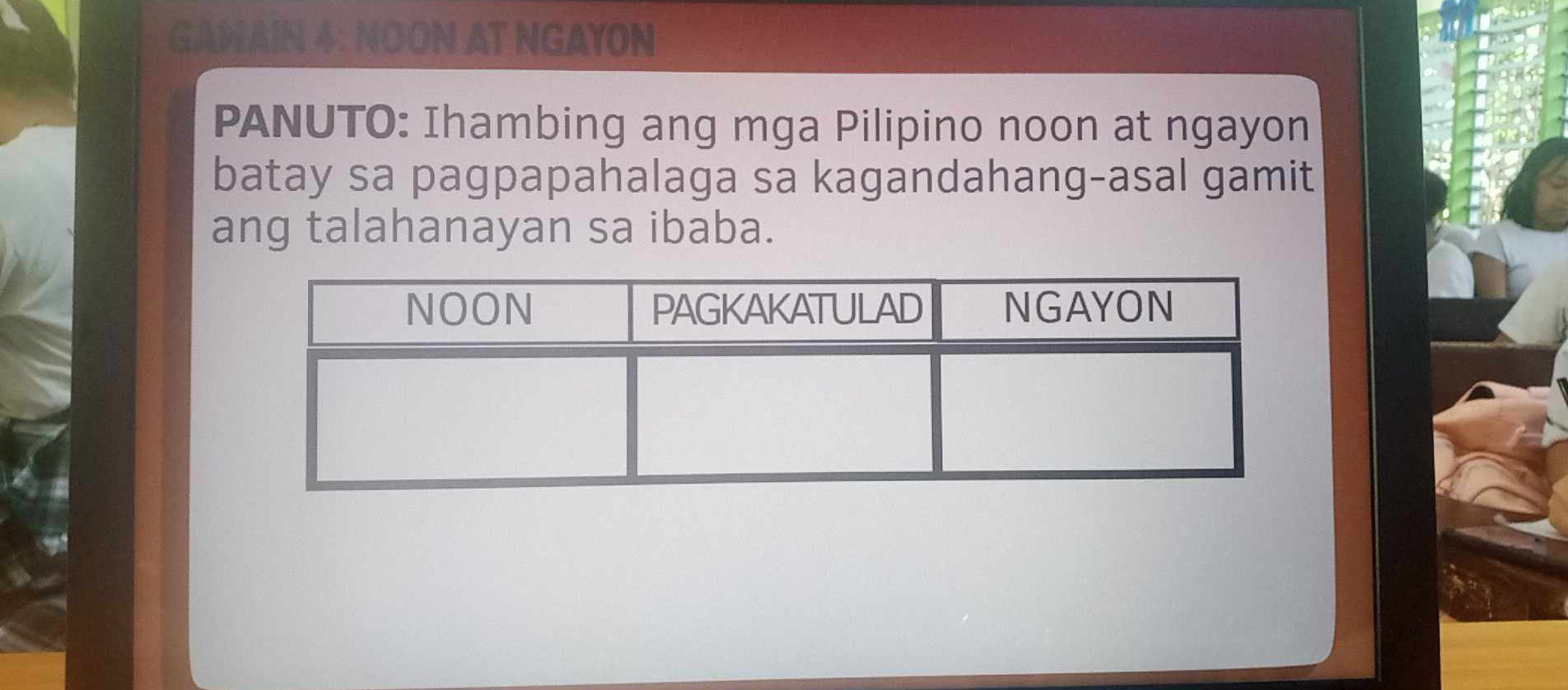 GAWAIN 4 NOON AT NGAYON PANUTO Ihambing ang | StudyX