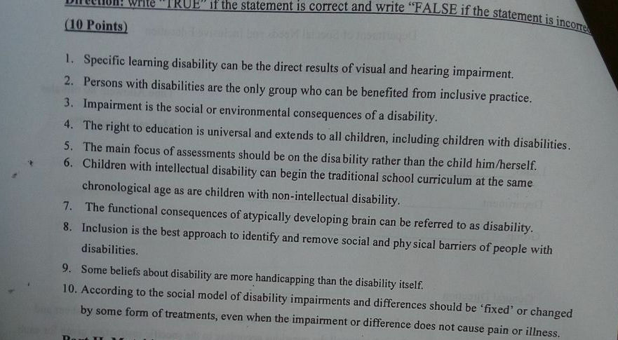 (10 Points) 1 Specific learning disability | StudyX