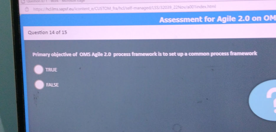 Question 14 of 15 Assessment for Agile 20 on | StudyX