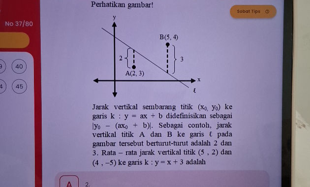 Perhatikan gambar y B(5 4) 2 3 A(2 3) X | StudyX