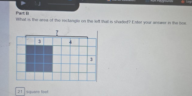 Part B What is the area of the rectangle on | StudyX