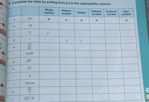 4 Complete the table by putting ticks () in | StudyX