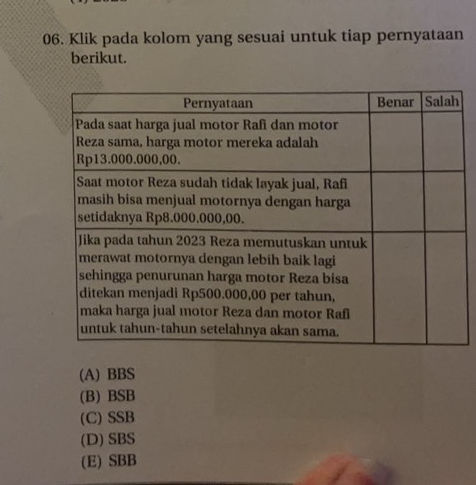 06 Klik pada kolom yang sesuai untuk tiap | StudyX