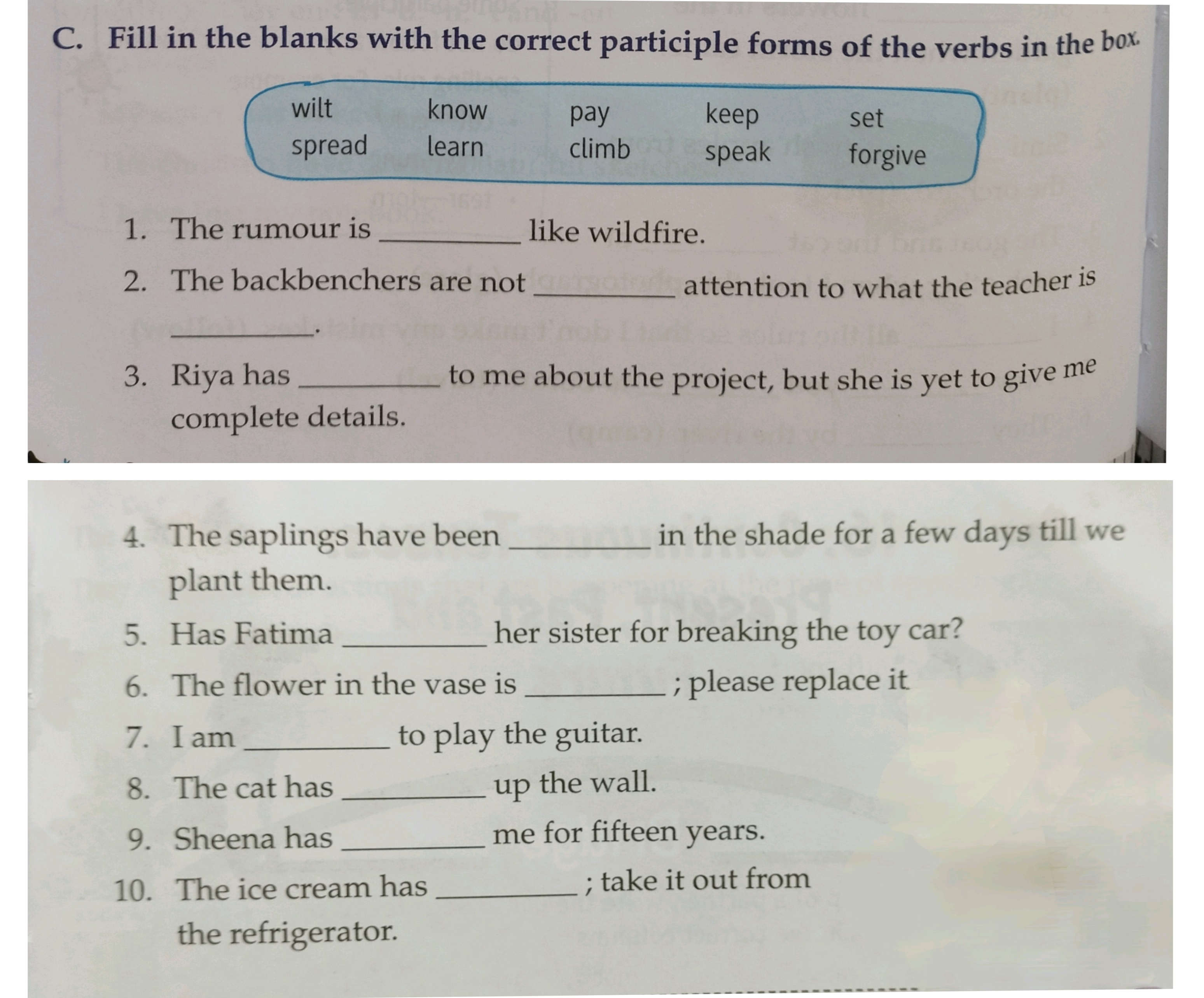 C Fill in the blanks with the correct | StudyX