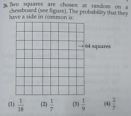 26 Two squares are chosen at random on a | StudyX