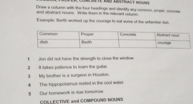 COMMON PROPER CONCRETE AND ABSTRACT NOUNS | StudyX