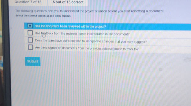 Question 7 of 15 5 out of 15 correct The | StudyX